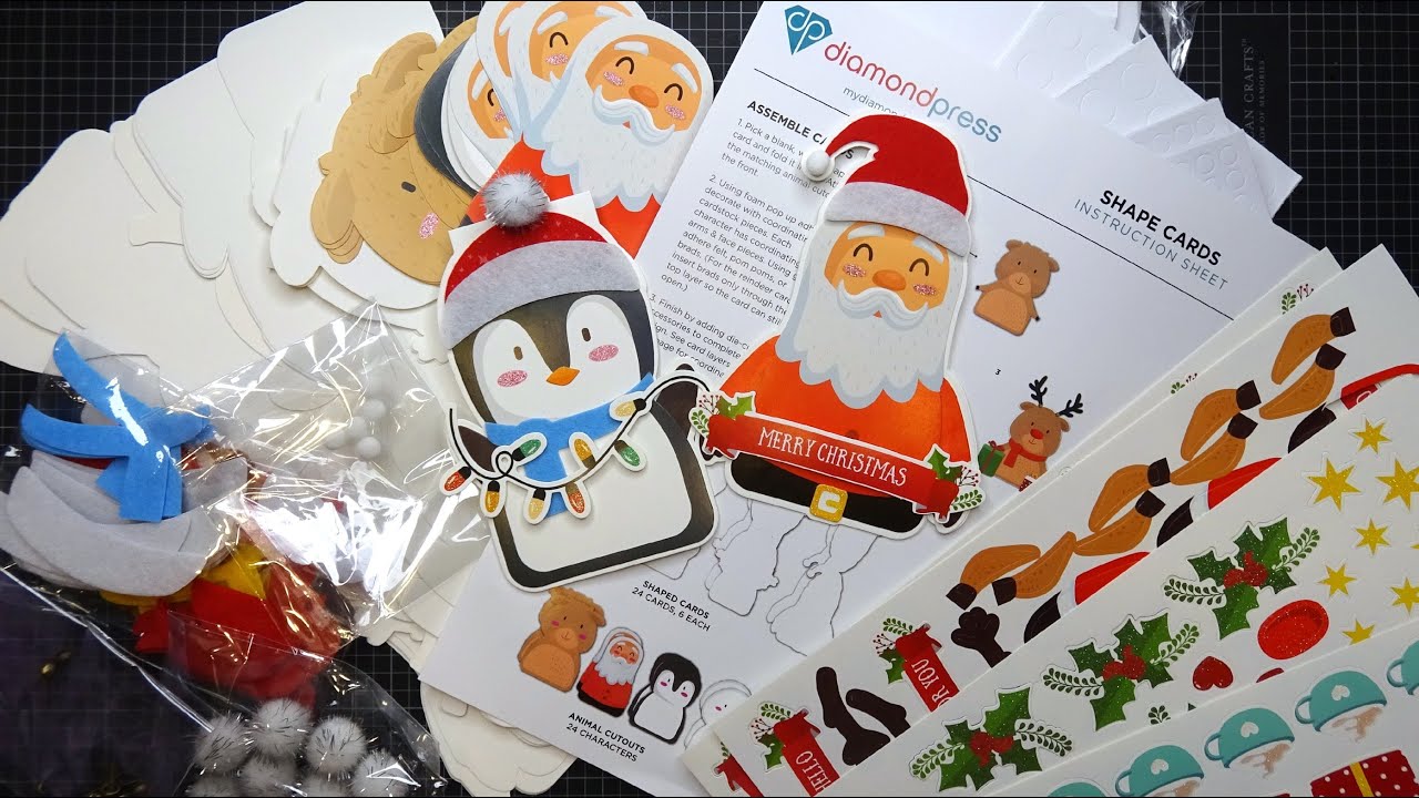 Diamond Press Shaped Holiday Character Card Kit Review Tutorial! So ...