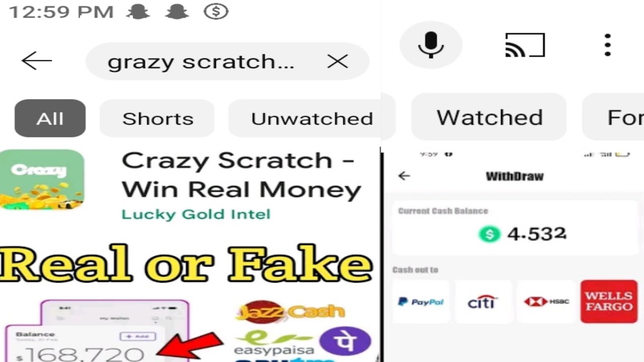 Crazy scratch app Real or fake/crazy scratch app pay ment proof/crazy ...
