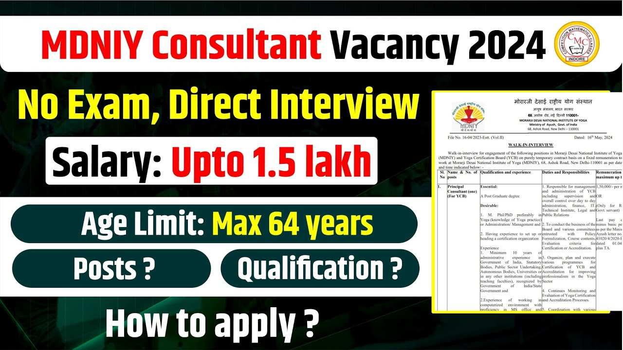 MDNIY CONSULTANT VACANCY 2024 | GOV JOB VACANCY 2024 | COMPLETE DETAILS ...
