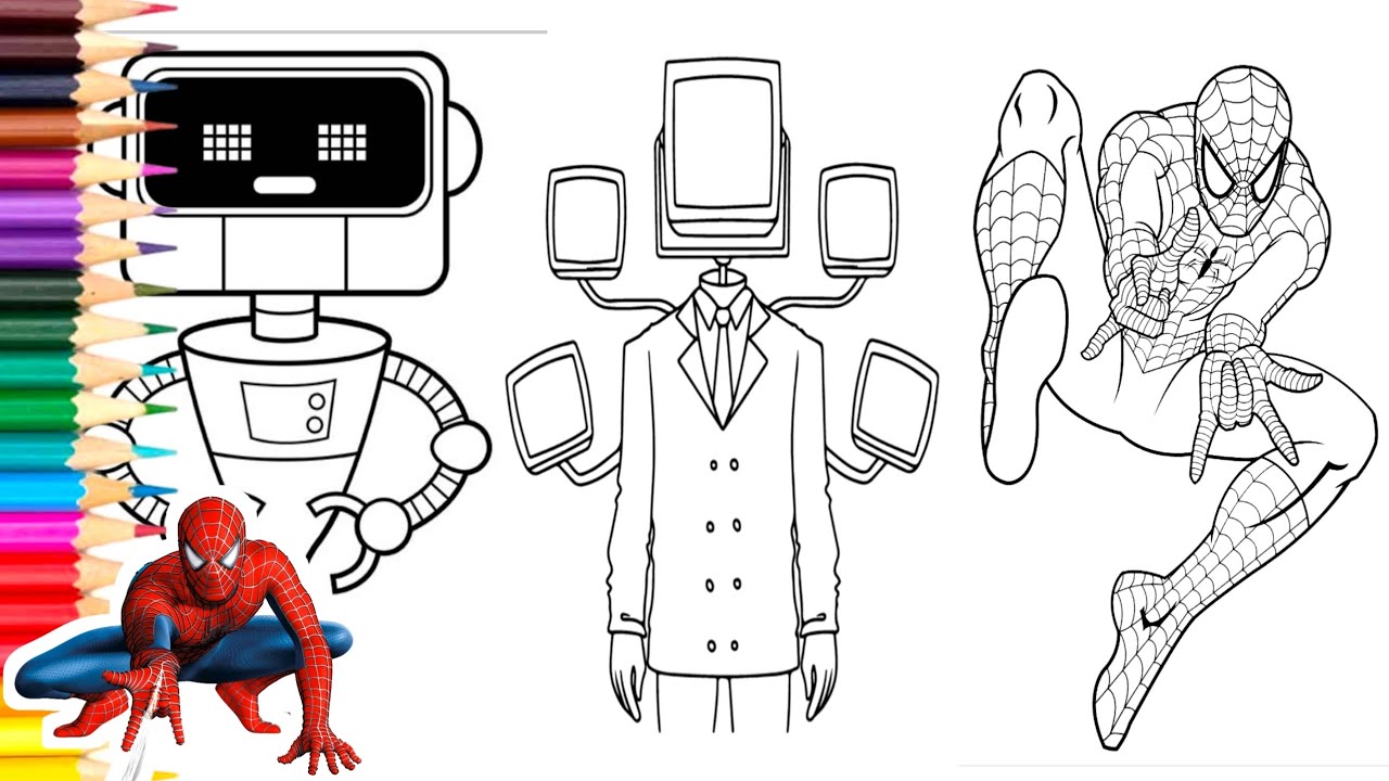 COLORING ROBOT, SPIDERMAN MIX TITAN TVMAN #coloring #titantvman #robot ...