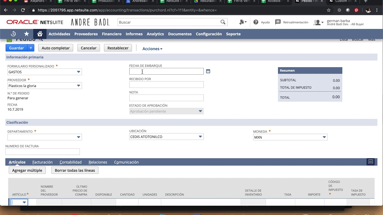 NETSUITE COMPRAS 03 Orden de compra gastos - YouTube