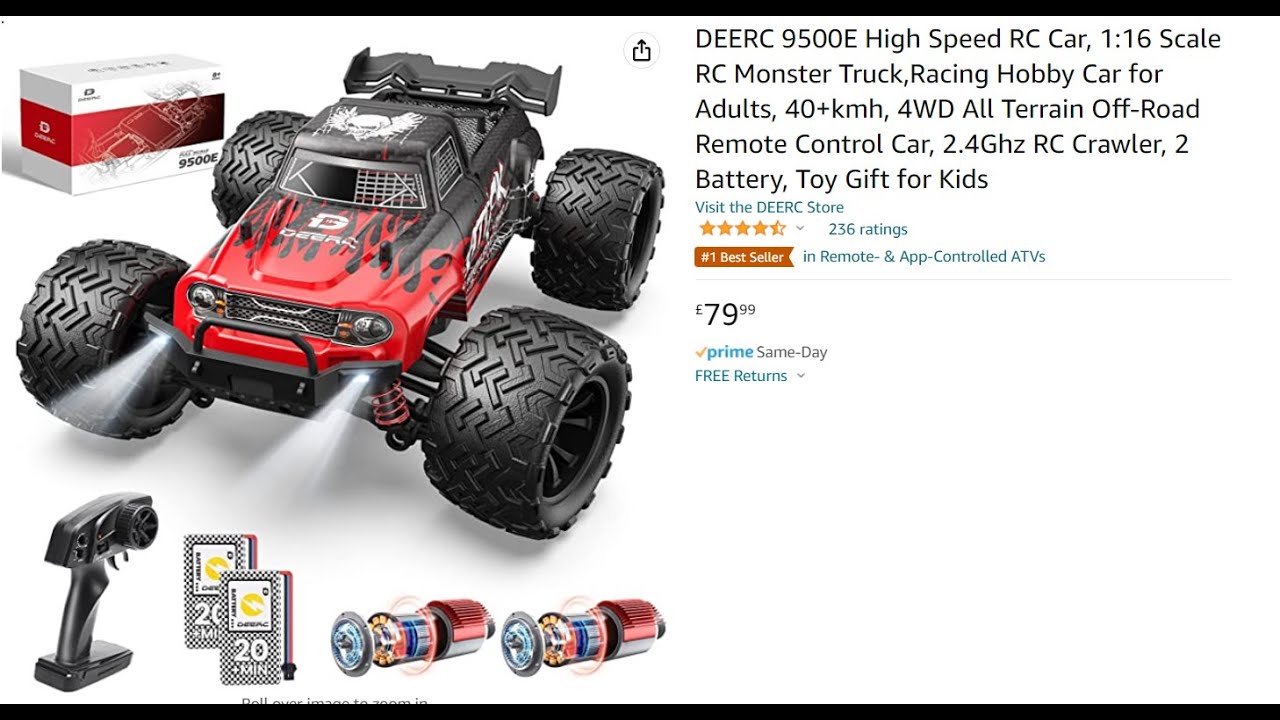 DEERC 9500E High Speed RC Monster Truck - YouTube