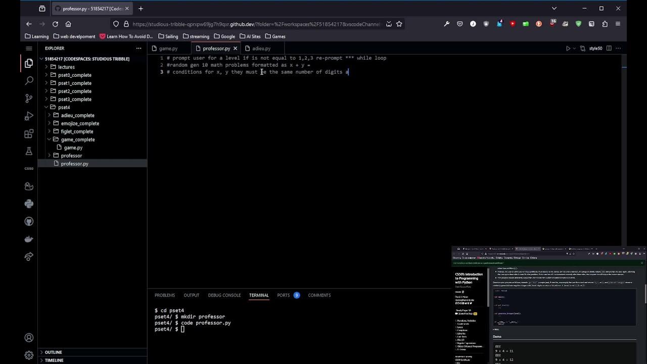 Cs50p Problem Set 4 Professor Pseudo Code Only Youtube