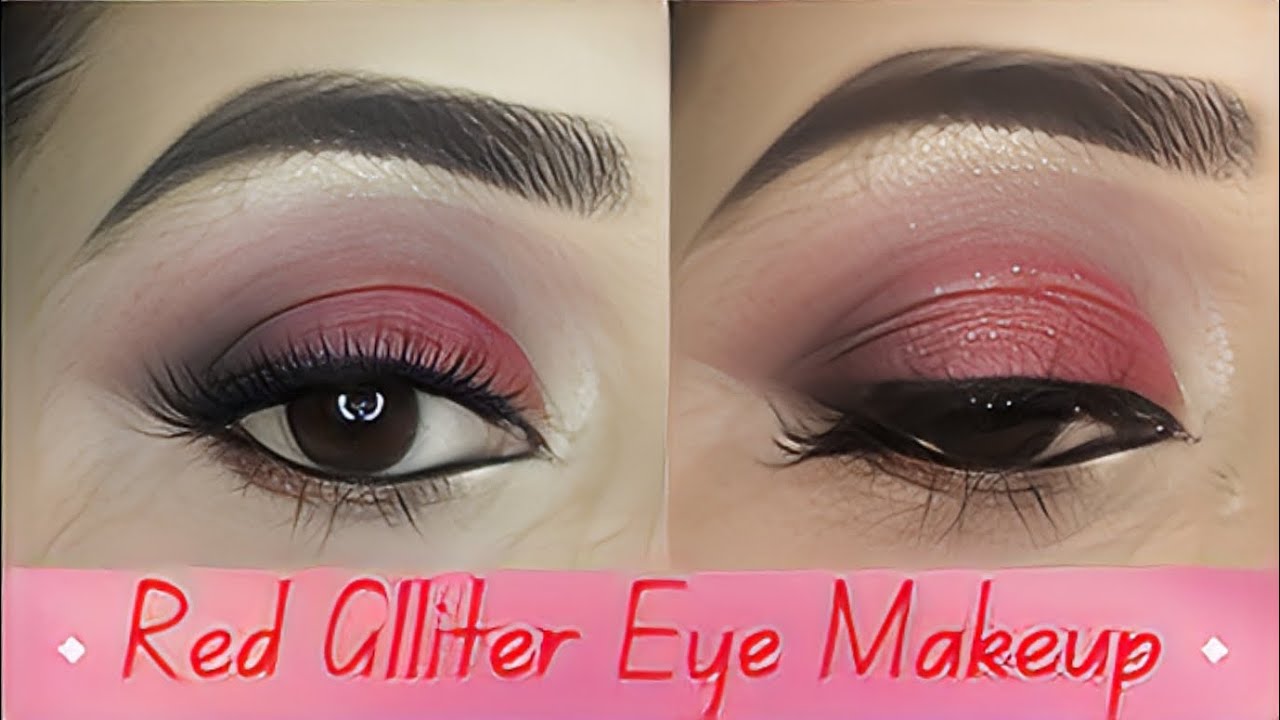 Beautiful Red Glitter Eye Makeup| Makeup Tutorial | Ayesha khan - YouTube