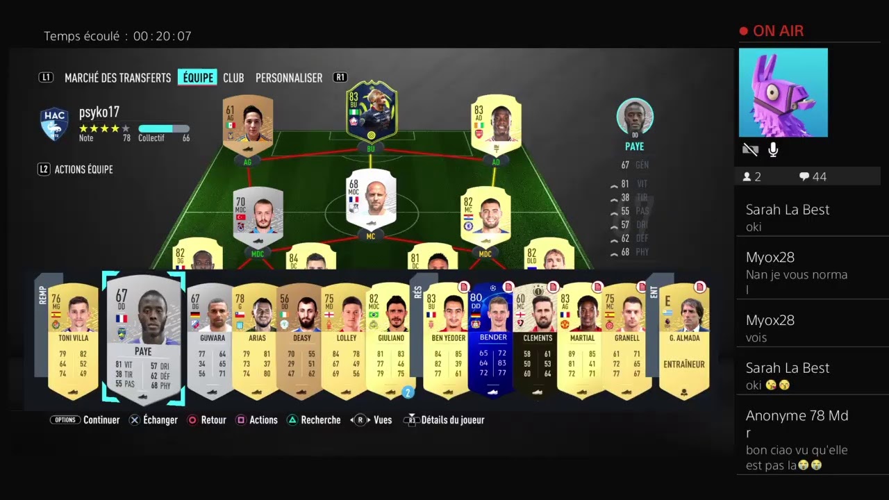 Live fifa20 fr ps4 récompense clash d´equipe a 1h00 - YouTube