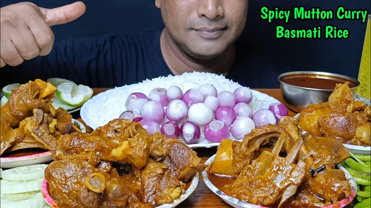 HUGE SPICY MUTTON CURRY, MUTTON NALLI, BASMATI RICE, GRAVY, SALAD ...