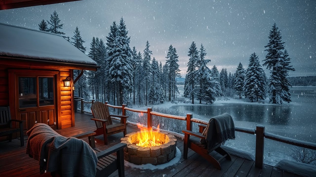 Winter Calm | Snowfall Outside & Relaxing Piano Music with Cozy ...