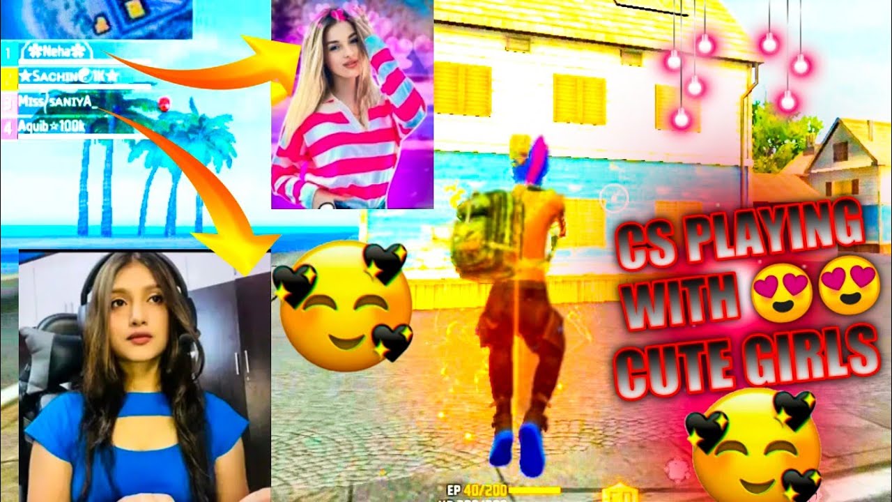 I found cute girls 😍 in free fire cs game 😂| playing free fire with 2 ...