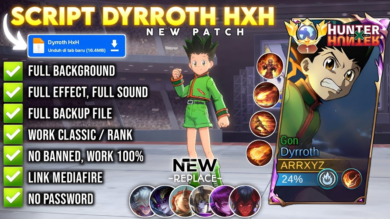 Script Skin Dyrroth HxH Gon No Password | Full Effect, Sound | Patch ...