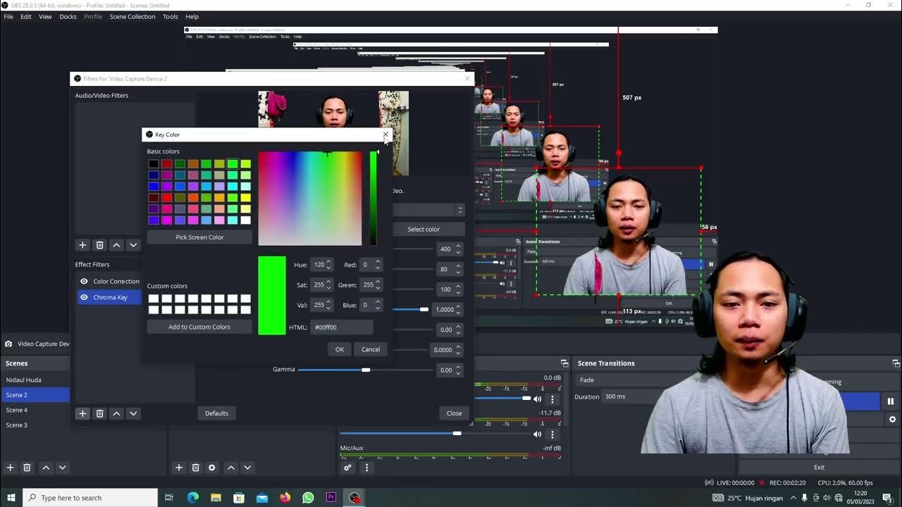CARA SETTING GREEN SCREEN DI OBS UNTUK STREAMING ATAU RECORD HANYA PAKE KAIN SPUNDBOND TERBARU ...