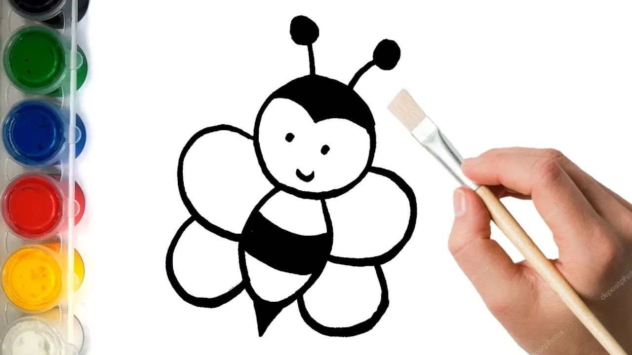 Cara menggambar dan mewarnai lebah untuk anak | How to draw and paint a ...