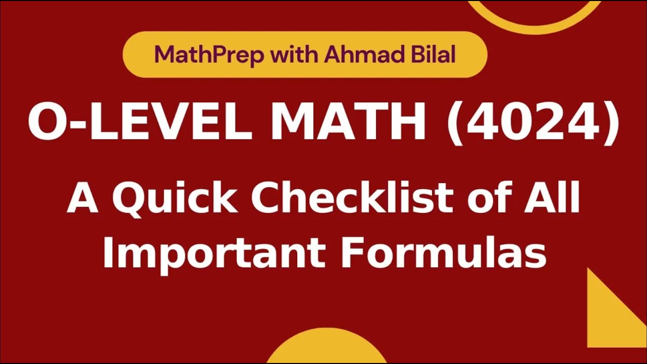 IGCSE/O-LEVEL MATH | A Checklist of All Important Formulas and Major ...