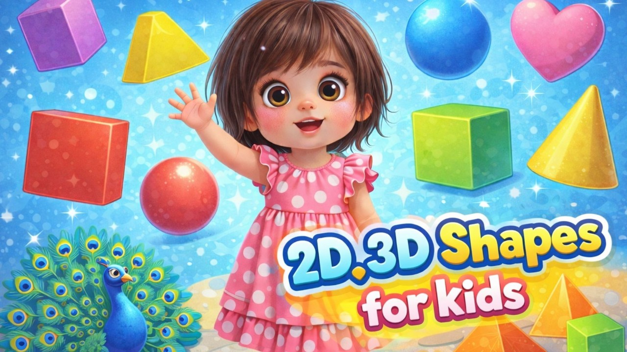 2D, 3D Shapes for kids | Cute Girl Explaining Shapes | Learn Shapes ...