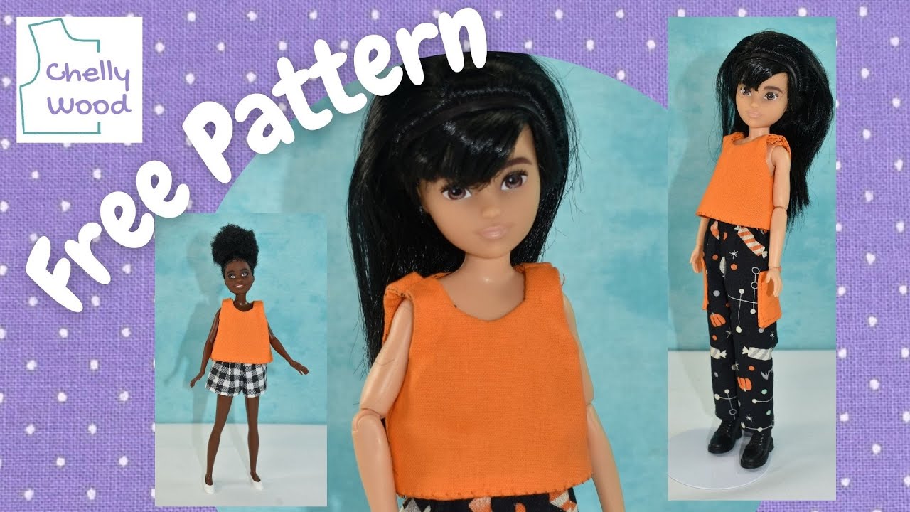 Free Doll Clothes Patterns: Crop Top Shirt for 9 or 10 inch Fashion ...