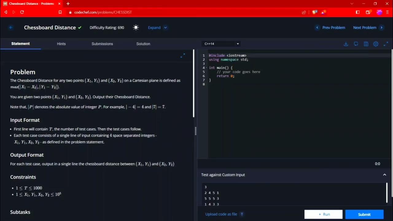 Chessboard Distance (CHESSDIST) | Code Chef | @_aalsi - YouTube