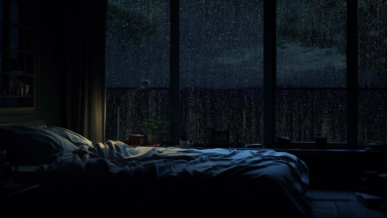 Rainy Night with Cozy Bed | Watching Rain Fall Through the Window Helps ...