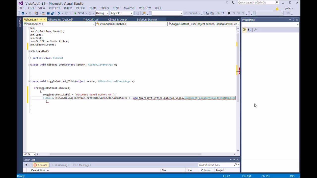 My first coding Visio event program in C# - YouTube