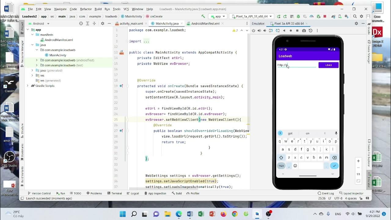 Demo : Load website trong android studio - YouTube