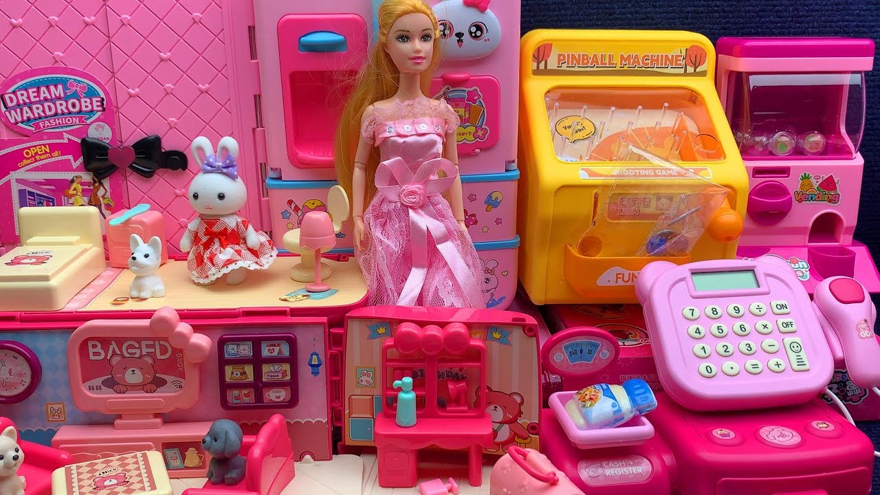 13 Minute Relaxing Stress Relieving Barbie Doll Pink Furniture Toy Set ...