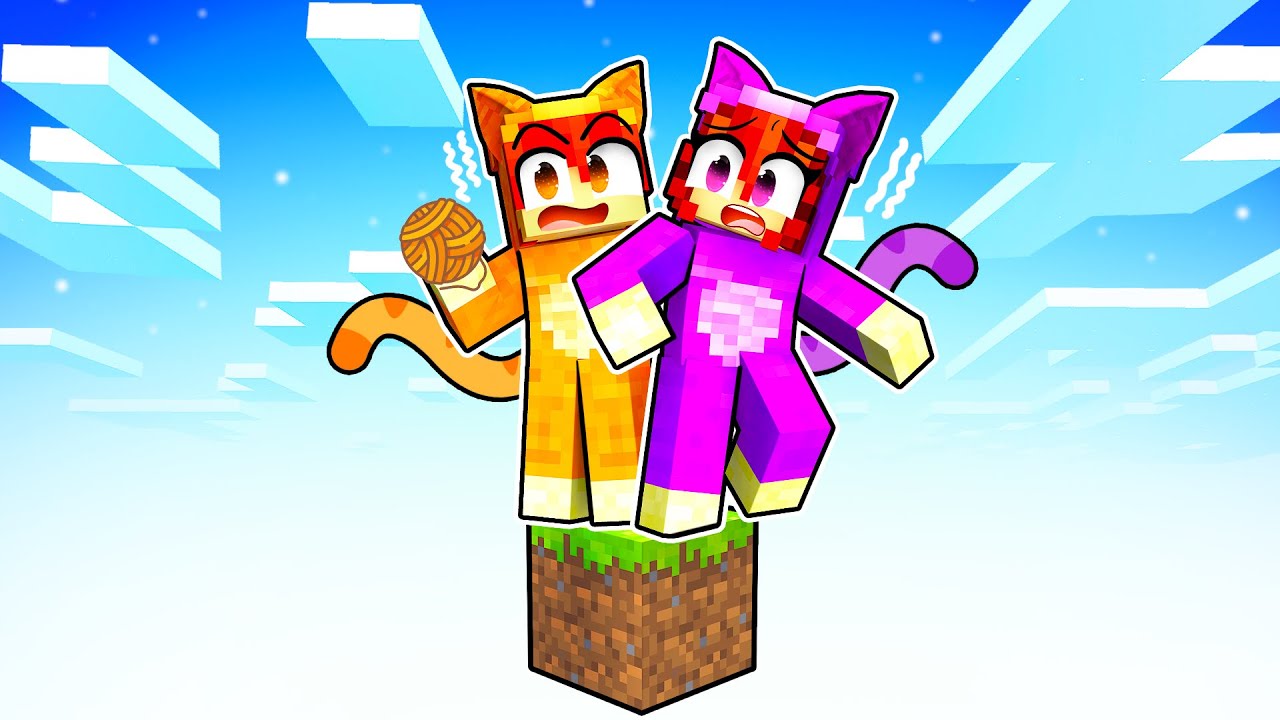 Locked on ONE BLOCK But We're Minecraft CATS! - YouTube
