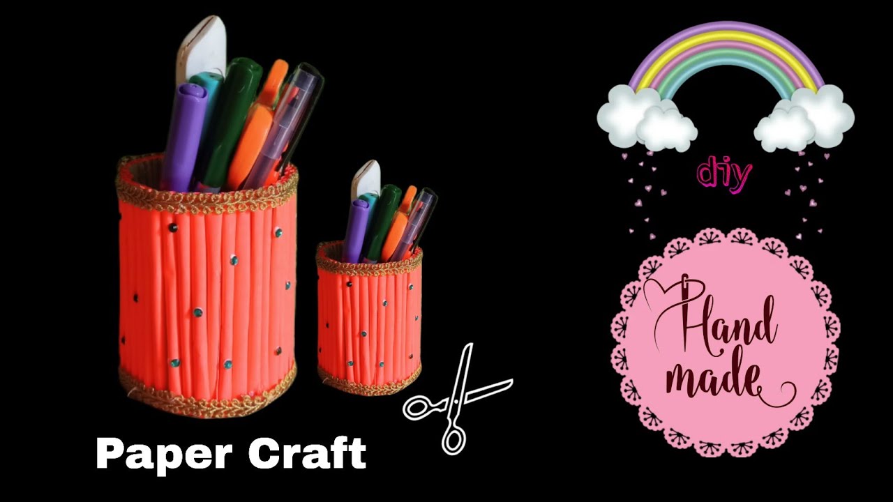 Paper Pen Holder Easy / How To Make Paper Pencil Stand / DIY Home Made ...