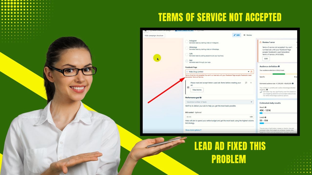 How to Fix Terms of Service Not Accepted problem of lead ad - YouTube