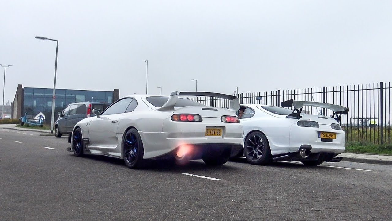 950HP and 880HP Toyota Supra - CRAZY 2-Step & Burnouts ! - YouTube