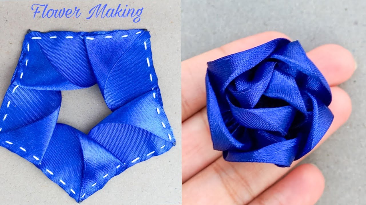 DIY Satin Ribbon Rose flowers | How to make ribbon rose | DIY ...
