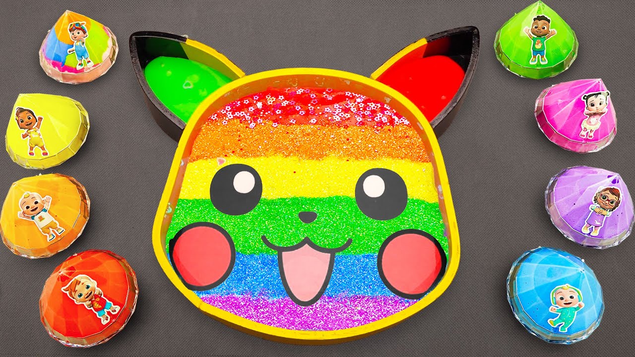 Making Rainbow Pikachu Bathtub by Mixing SLIME in COCOMELON CLAY ...