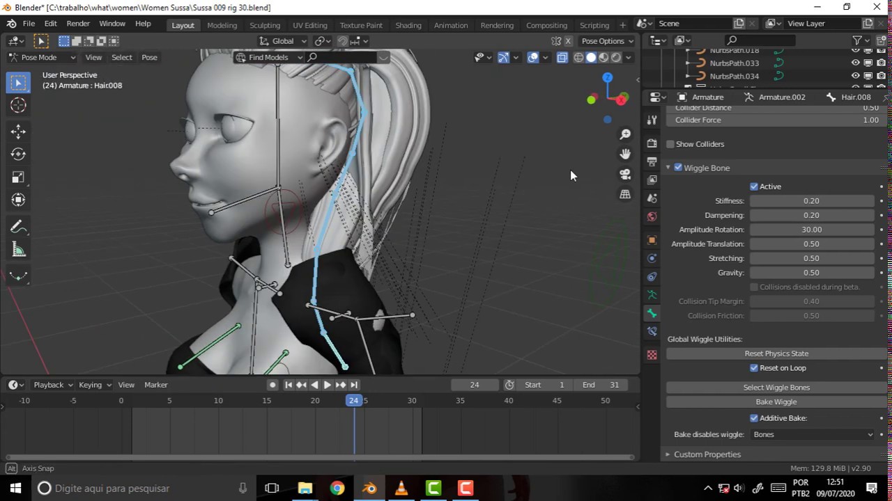 BLENDER 1119 Physic Hair Rig 3 - YouTube