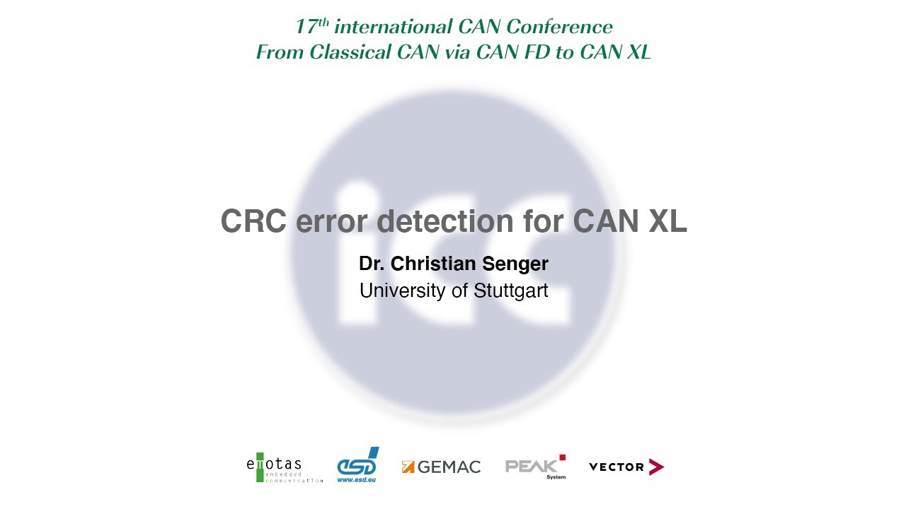 17th iCC paper: CRC error detection for CAN XL - YouTube