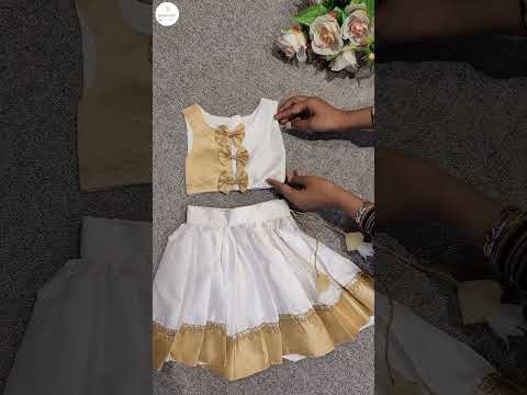 White and golden kids skirt top set| Beautiful kids skirt top set #youtubeshorts #kidswear #skirttop