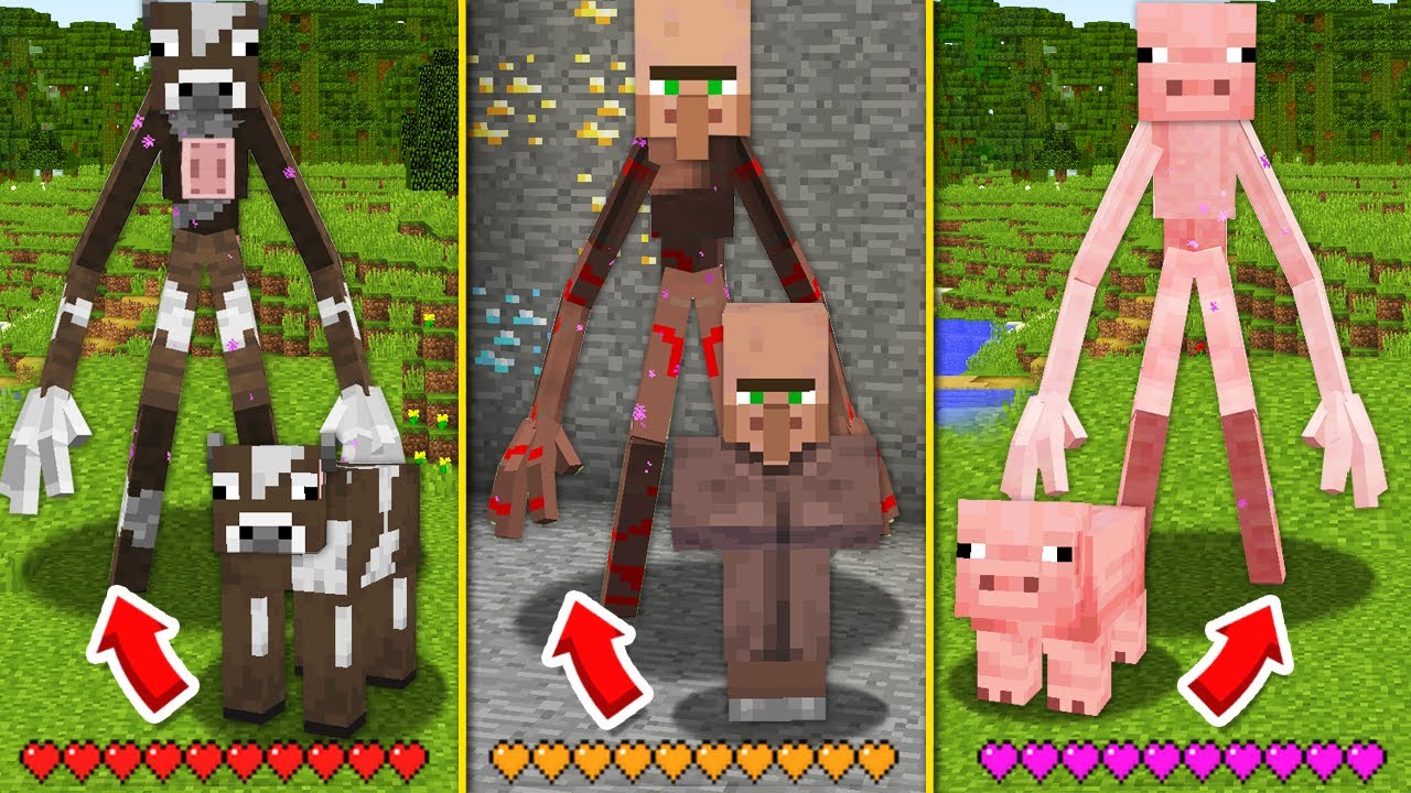How COW VILLAGER and DIAMOND BLOCK BECOME MUTANT in Minecraft How to ...