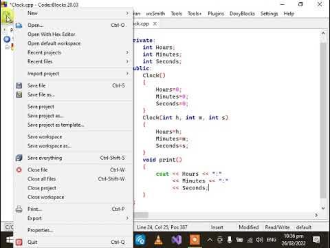 07 C++ CodeBlocks Creating Clock class - YouTube