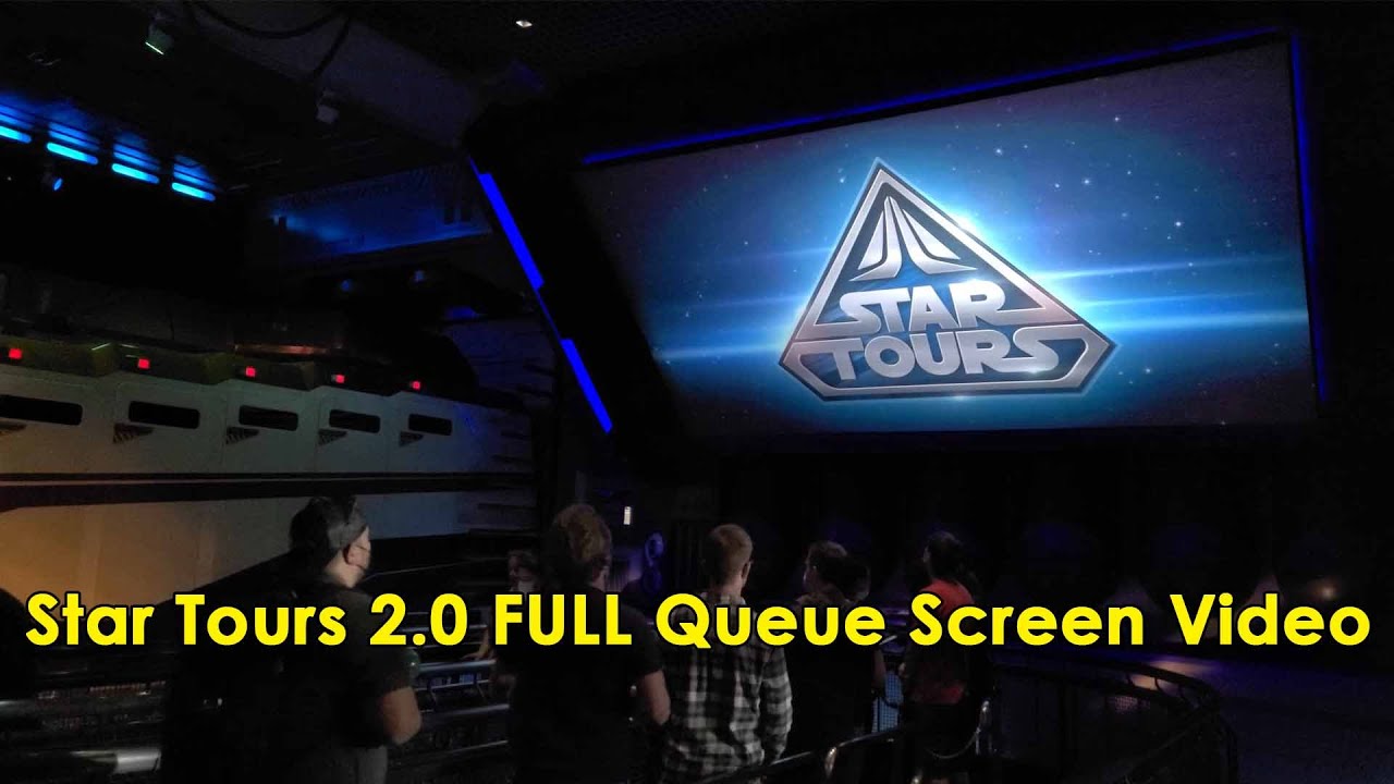 Star Tours 2.0 FULL Queue Line Video Screen - Disneyland's Star Wars ...