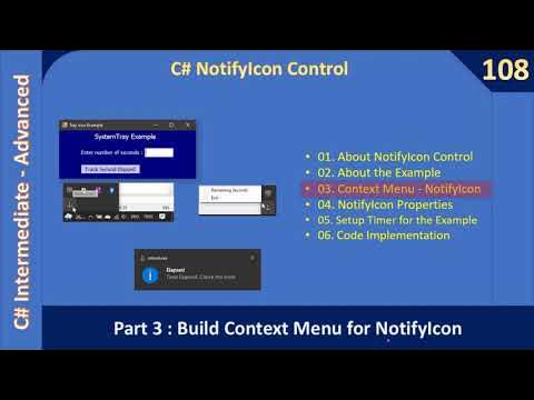 C# NotifyIcon Control | Part 3 - Build Context Menu | C# Advanced #108 - YouTube