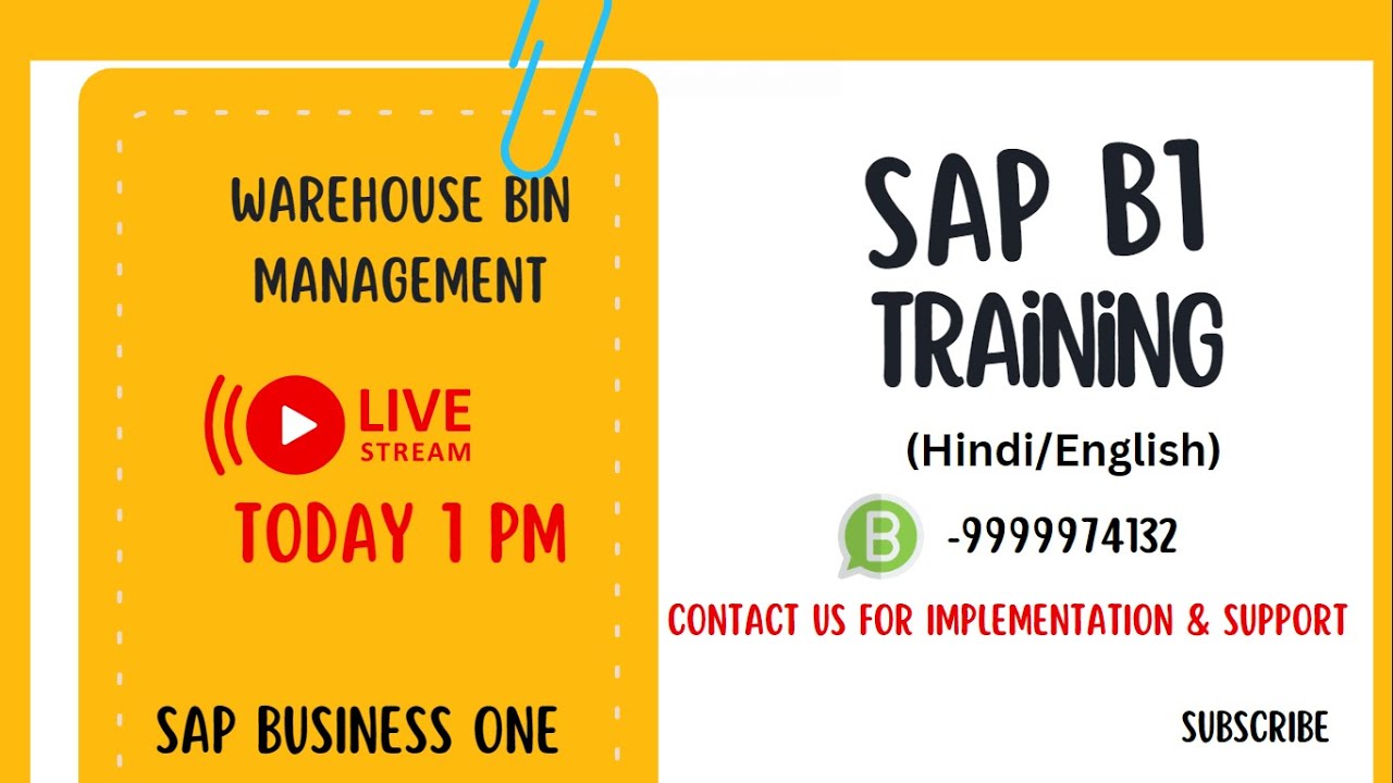 Warehouse Bin Management in SAP Business One Live Stream at 1 PM - YouTube