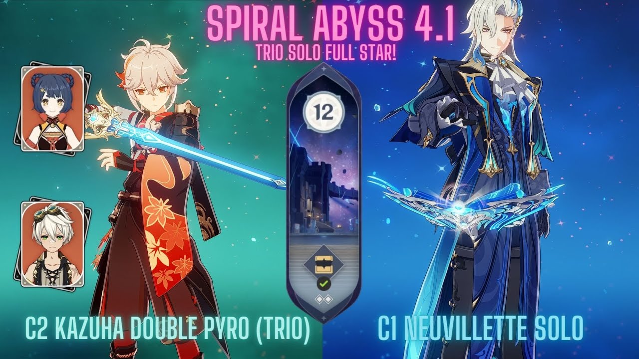 C2 Kazuha Double Pyro Trio & C1 Neuvillette Solo | SPIRAL ABYSS 4.1 ...