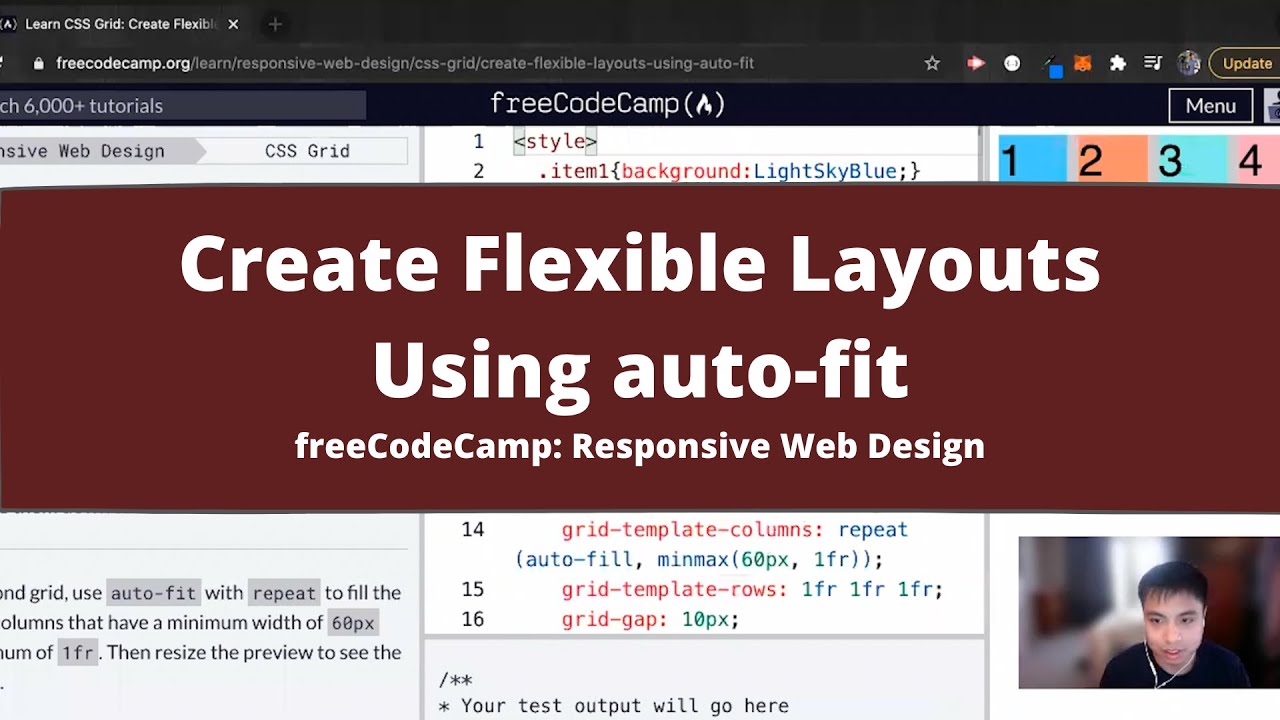 Create Flexible Layouts Using Auto Fit Css Grid Freecodecamp Tutorial 5622