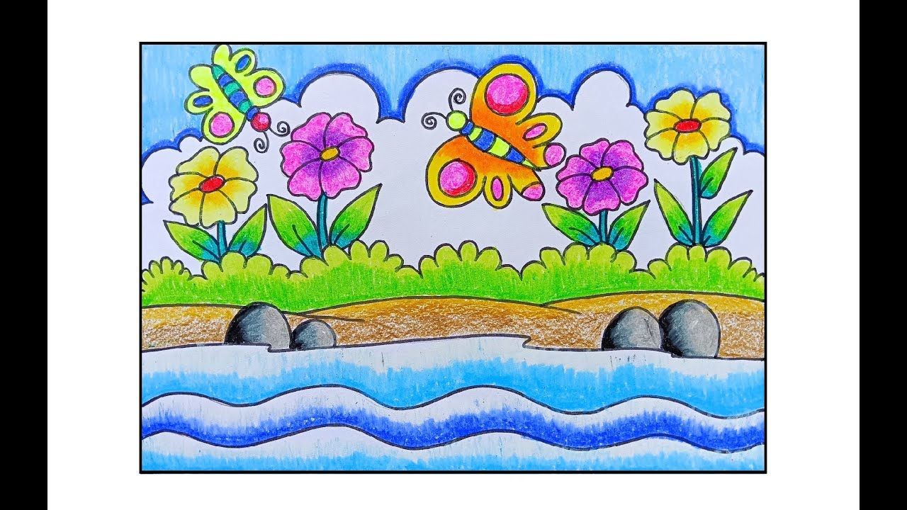 EASY SPRING SEASON DRAWING/FLOWER & BUTTERFLY DRAWING /HOW TO DRAW ...