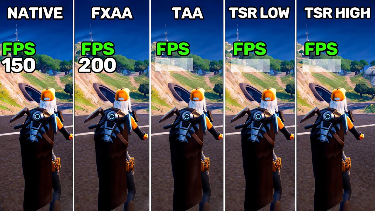 Fortnite | Native Vs Fxaa Vs TAA Vs Tsr - YouTube