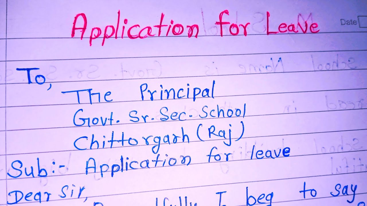 Application for leave।। An Application for leave two days।। leave ...