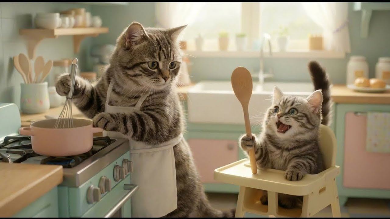 Meme Cat Breakfast: AI Cat Mom Cooks for Kitten 🥞 | A Heartwarming Cat ...
