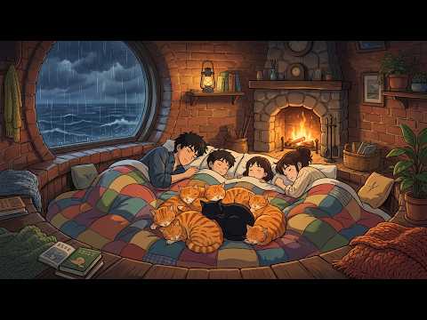 A Rainy Day in England: Rescuing an Orange Tabby Family 🗼🐈🥣 Lighthouse & Cooking | Sleep ASMR