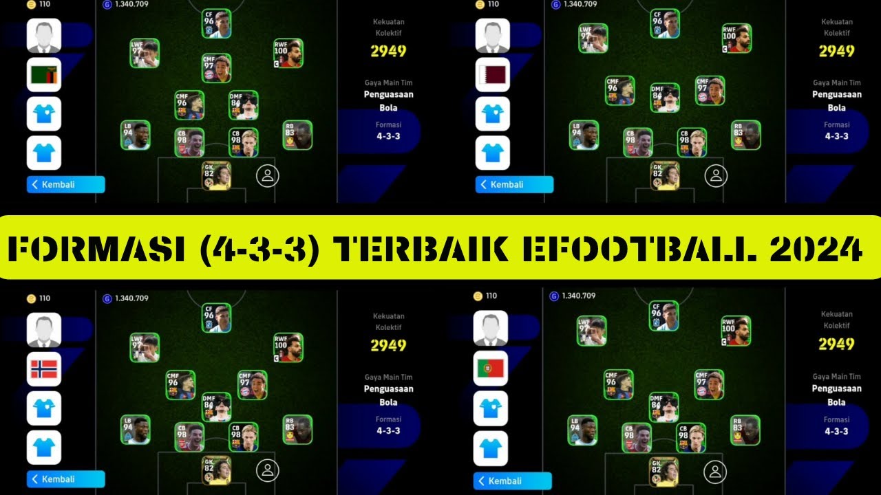FORMASI (4-3-3) TERBAIK UPDATE EFOOTBALL 2024 MOBILE - YouTube