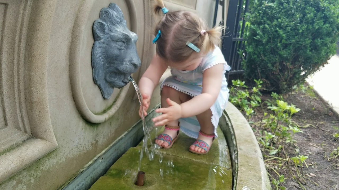 Milly, washing hands at the lion - YouTube