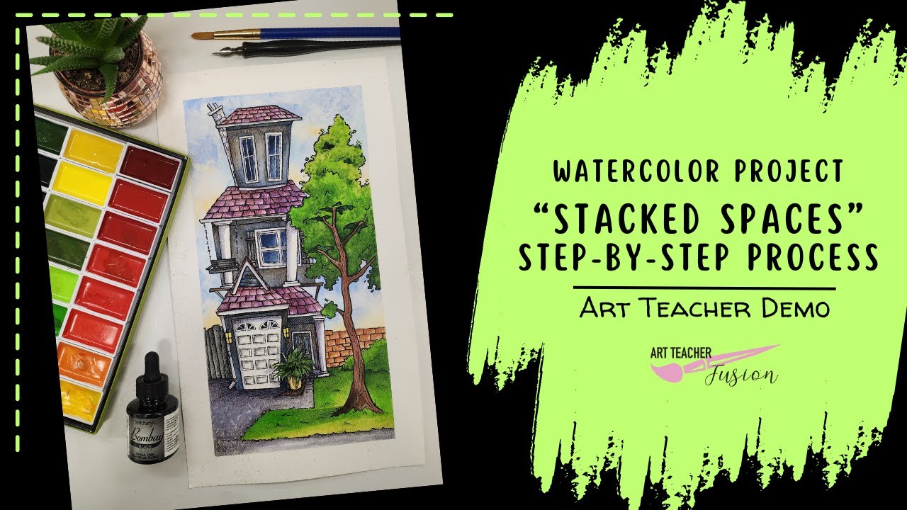 Watercolor Project "Stacked Spaces" Step-By-Step Process Demo, High ...