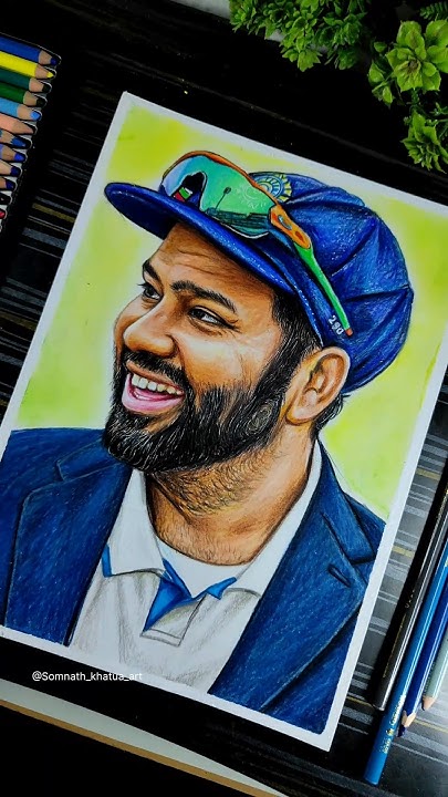 Rohit Sharma Drawing With Colour Pencil ️‍🩹😍#shorts #rohitsharma # ...