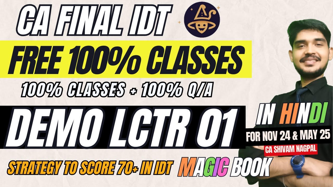 DEMO 01 CA FINAL IDT 100% FREE Classes | IDT BEST BOOK |CA Final IDT Strategy To SCORE 70+ in ...