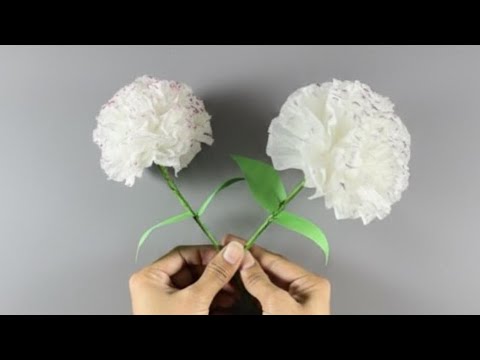 DIY Fluffy White Carnation Flower 🌸 | Easy Tissue Paper Craft Tutorial ...